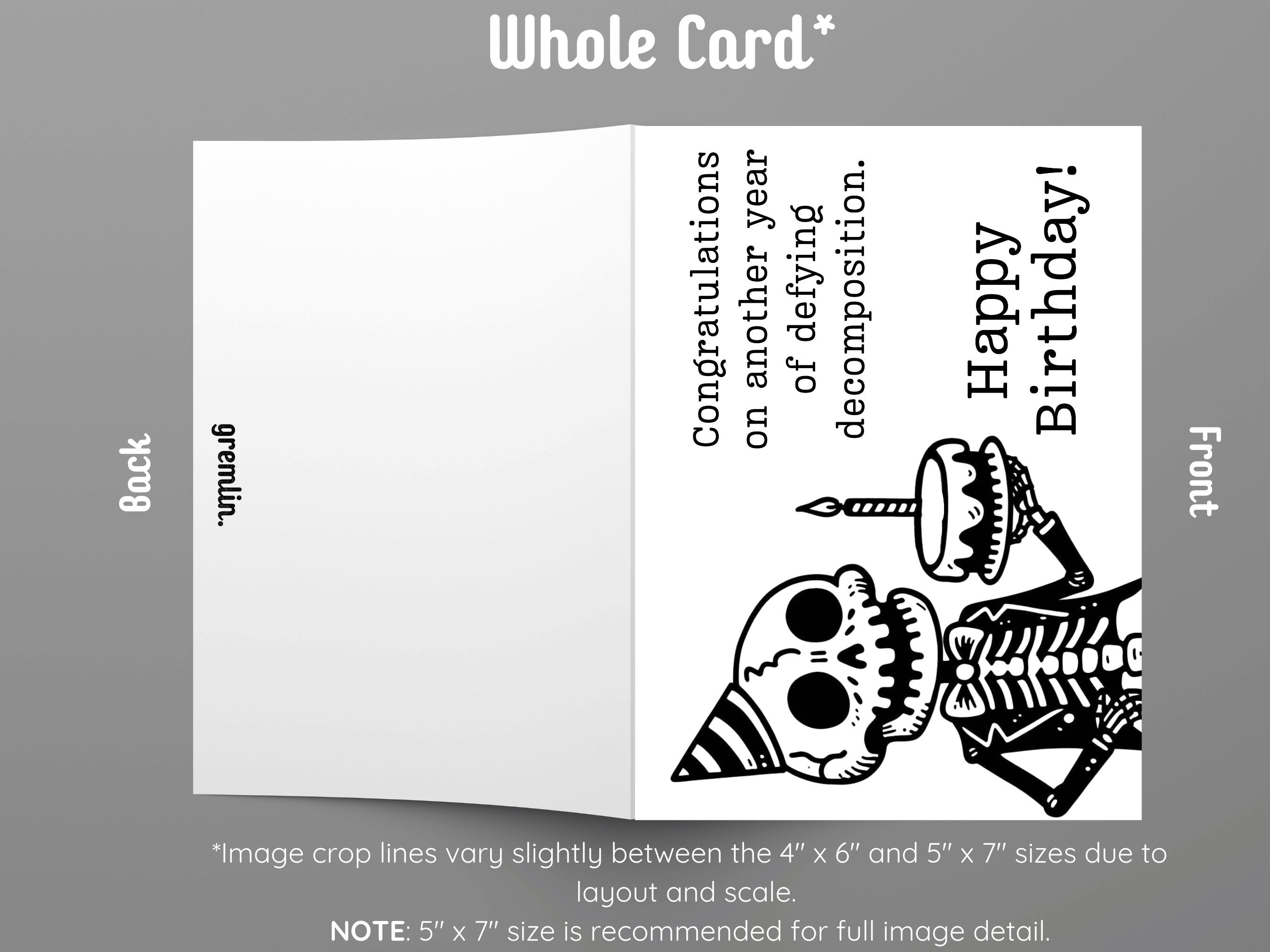 Old Skeleton Birthday Printable Card | Printable Funny 4x6 & 5x7 Cards ...