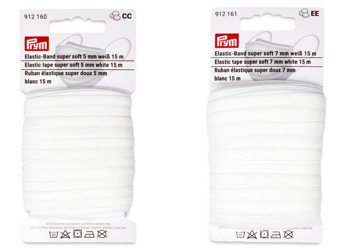 Elastic Tape - Elastic Stretch Band - Prym 15m 5mm / 7mm Elastic Super ...