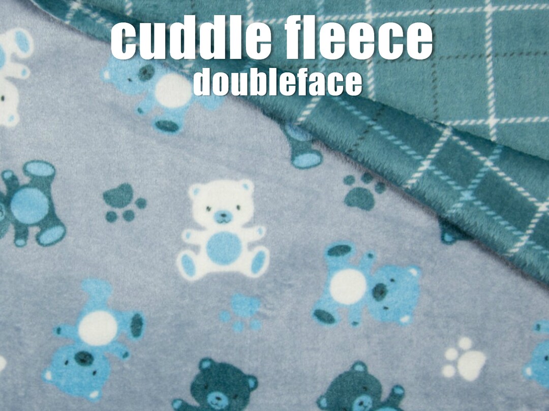 Cuddle Fleece Double Face Bears / Check Lt Blue - Blankets, Pillows ...