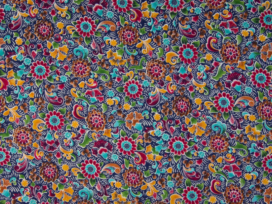 Cotton Fabric Flowers - 100% Cotton Poplin Print for Patchwork ...