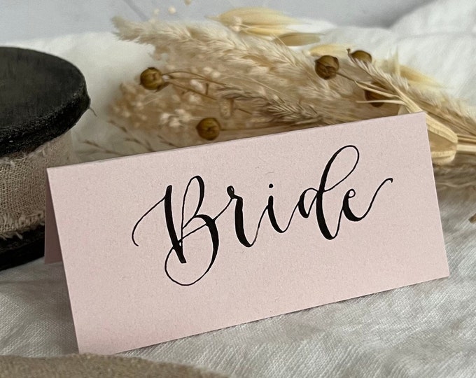 Dusty Pink Place Cards Pink Wedding Place Names Handwritten Calligraphy ...