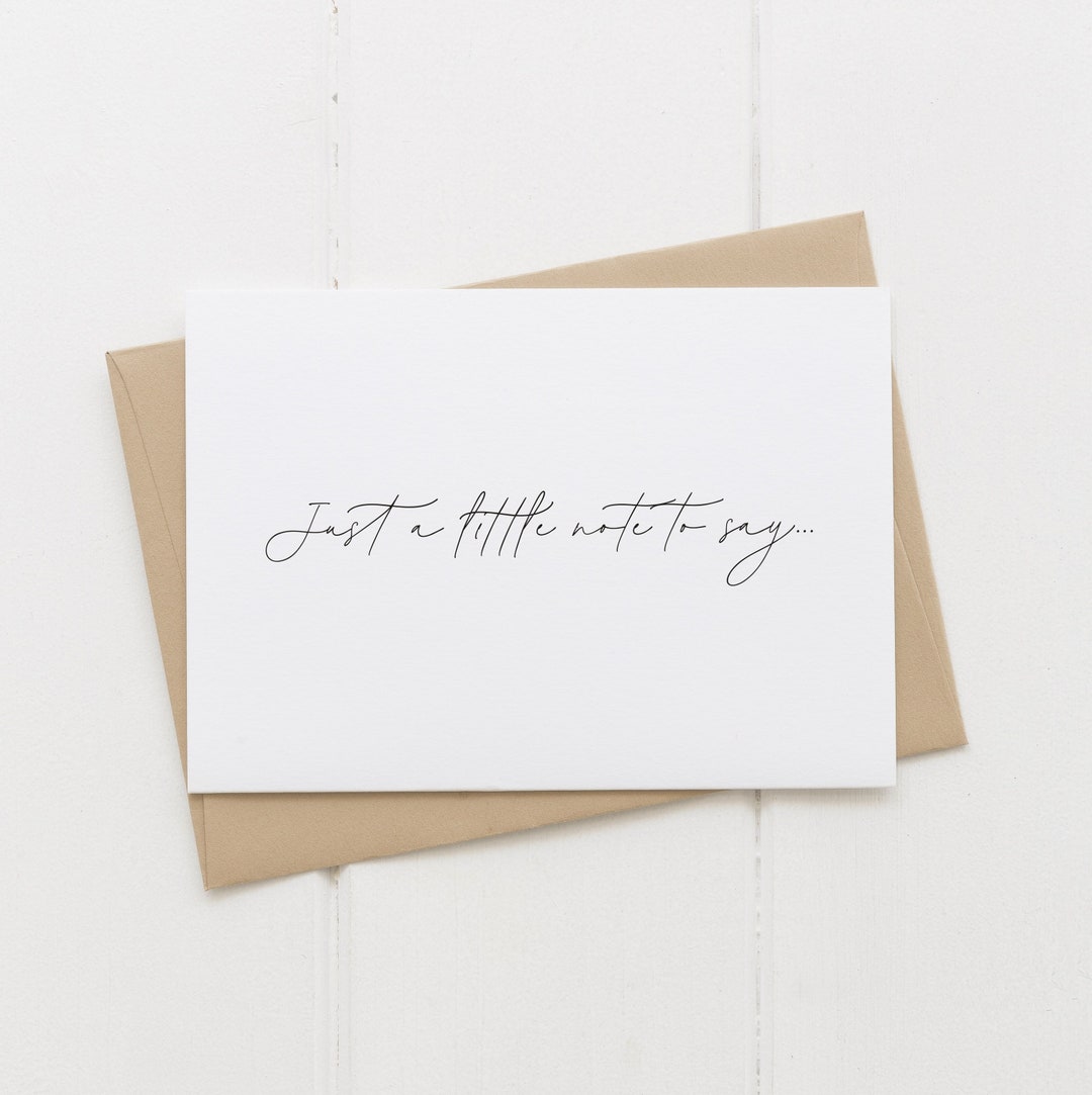 Just A Little Note to Say Card / Thank You Card / Minimal Thank You ...