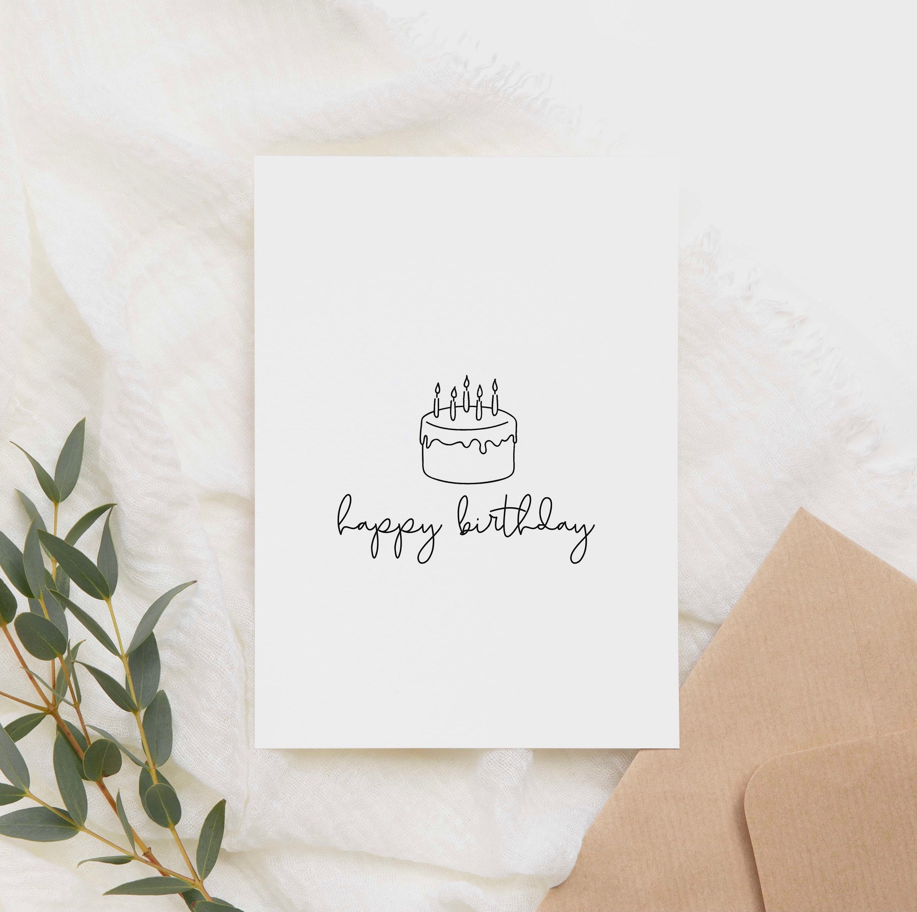 Happy Birthday Card / Simple Monochrome Birthday Card / | Etsy