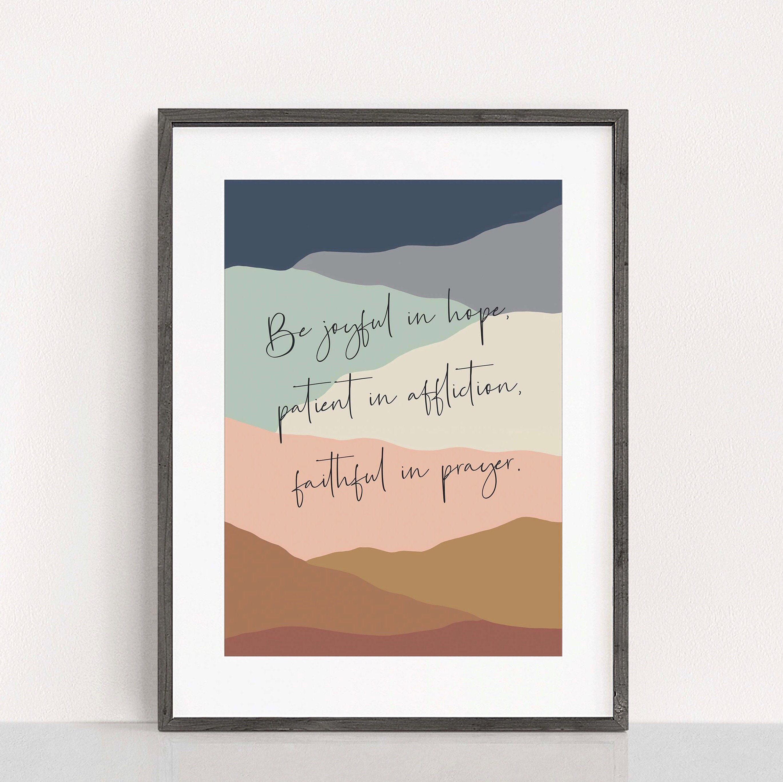 Encouraging Modern Christian Wall Print Be Joyful in Hope Print ...