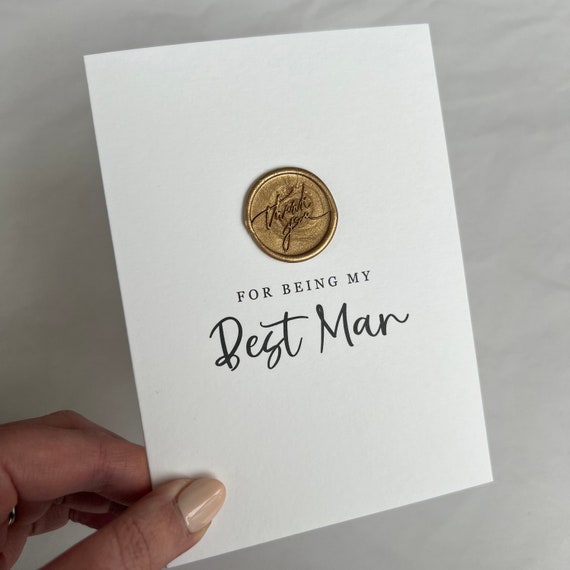 Best Man Card / Thanks for Being My Best Man Card / Gold Wax - Etsy