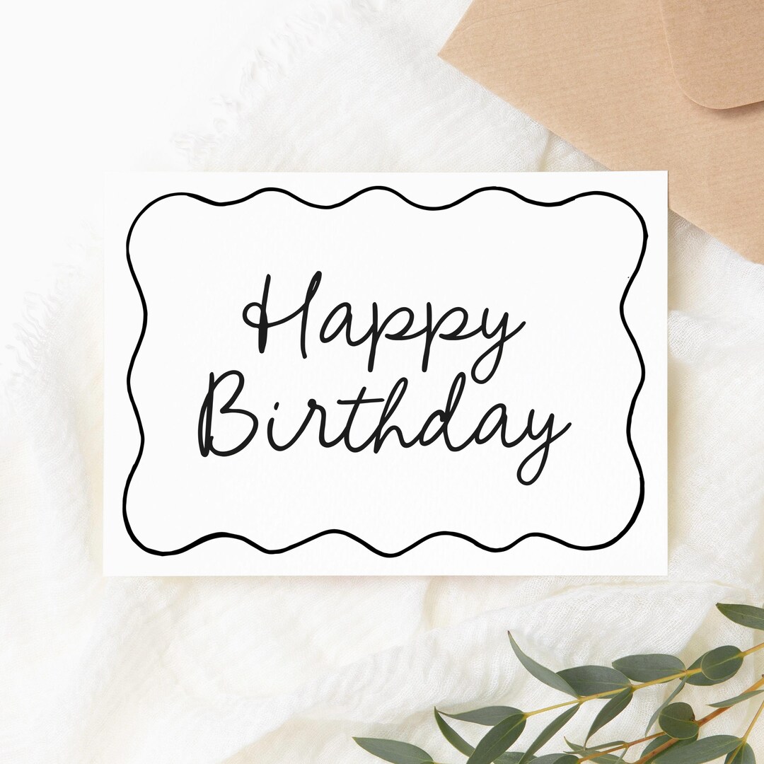 Happy Birthday Card / Simple Minimal Birthday Card / Monochrome ...
