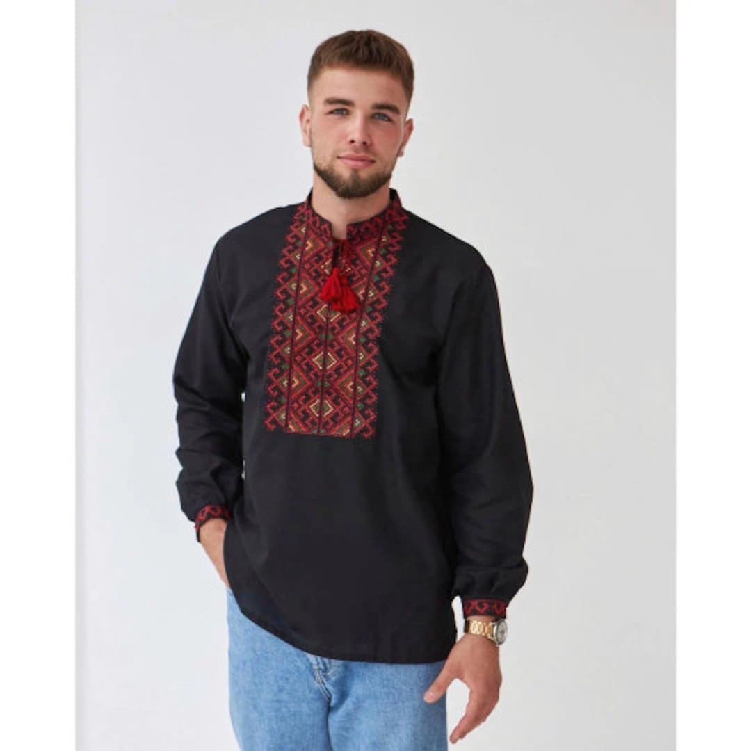 Ukrainian Embroidered Men Vishivanka,mens T-shirt,ukraine Mens Sorochka ...