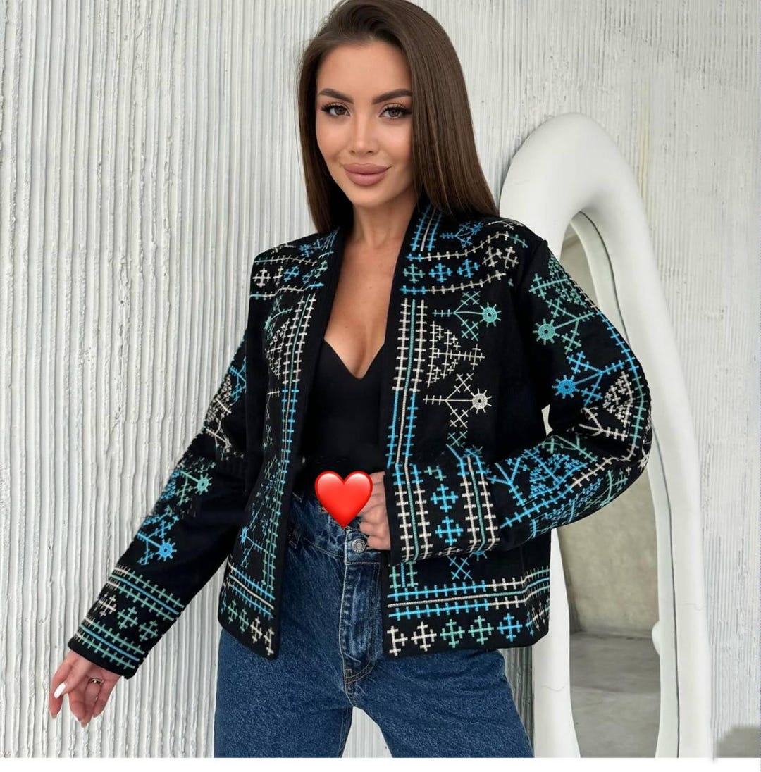 Black Embroidery Jacket,ukraine Jacket,embroidered Women Blouse ...