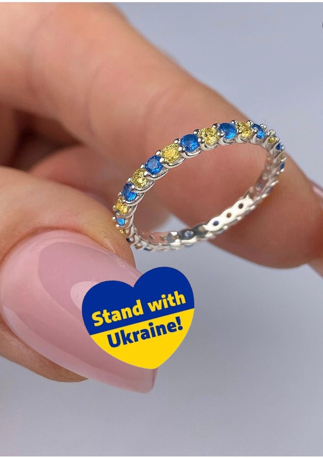 Ukraine Ring,silver Ukrainian Flag Ring,blue and Yellow Ring,blue and ...