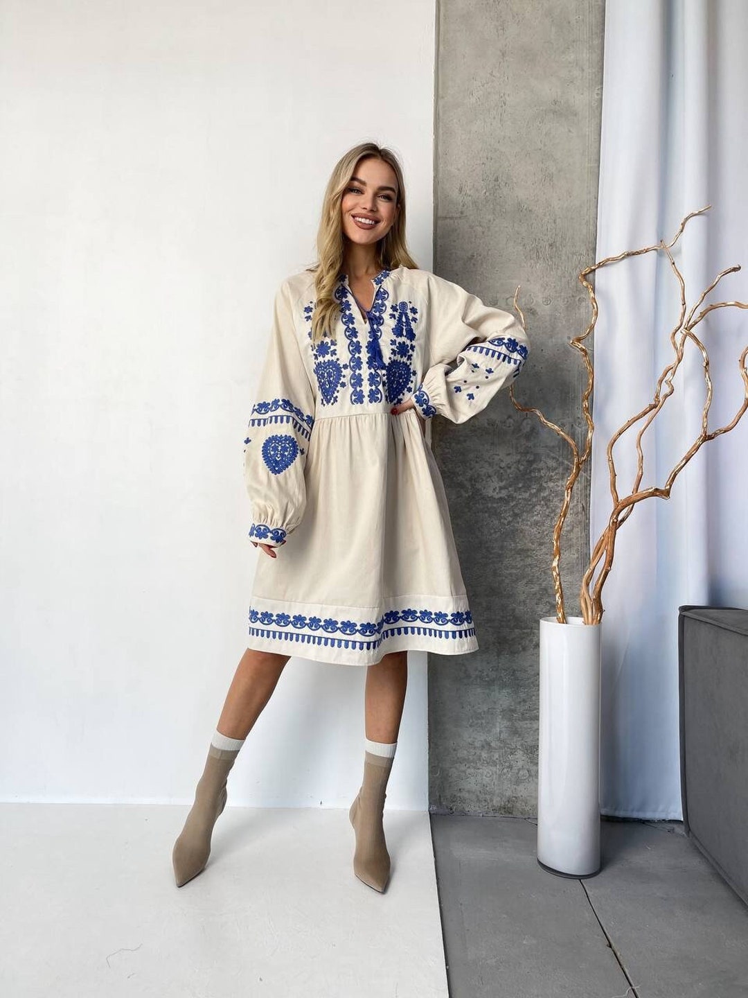 Embroidered Dress,vishivanka Dress, White Ukraine Dress,national Ukraine Clothing,ukraine Gift ...