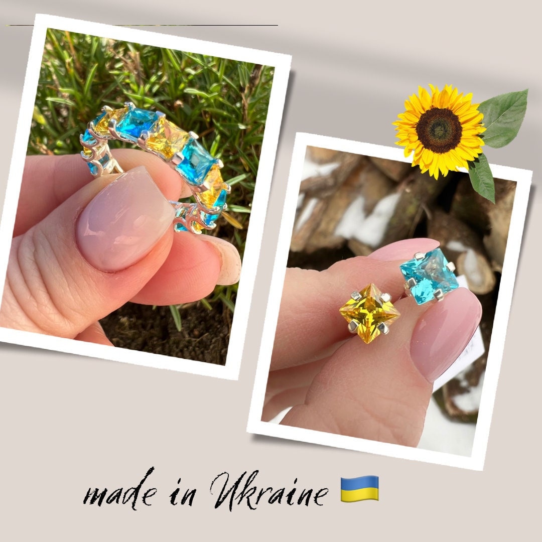 Ukraine Ring,silver Ukrainian Flag Ring,blue and Yellow Ring,blue and ...