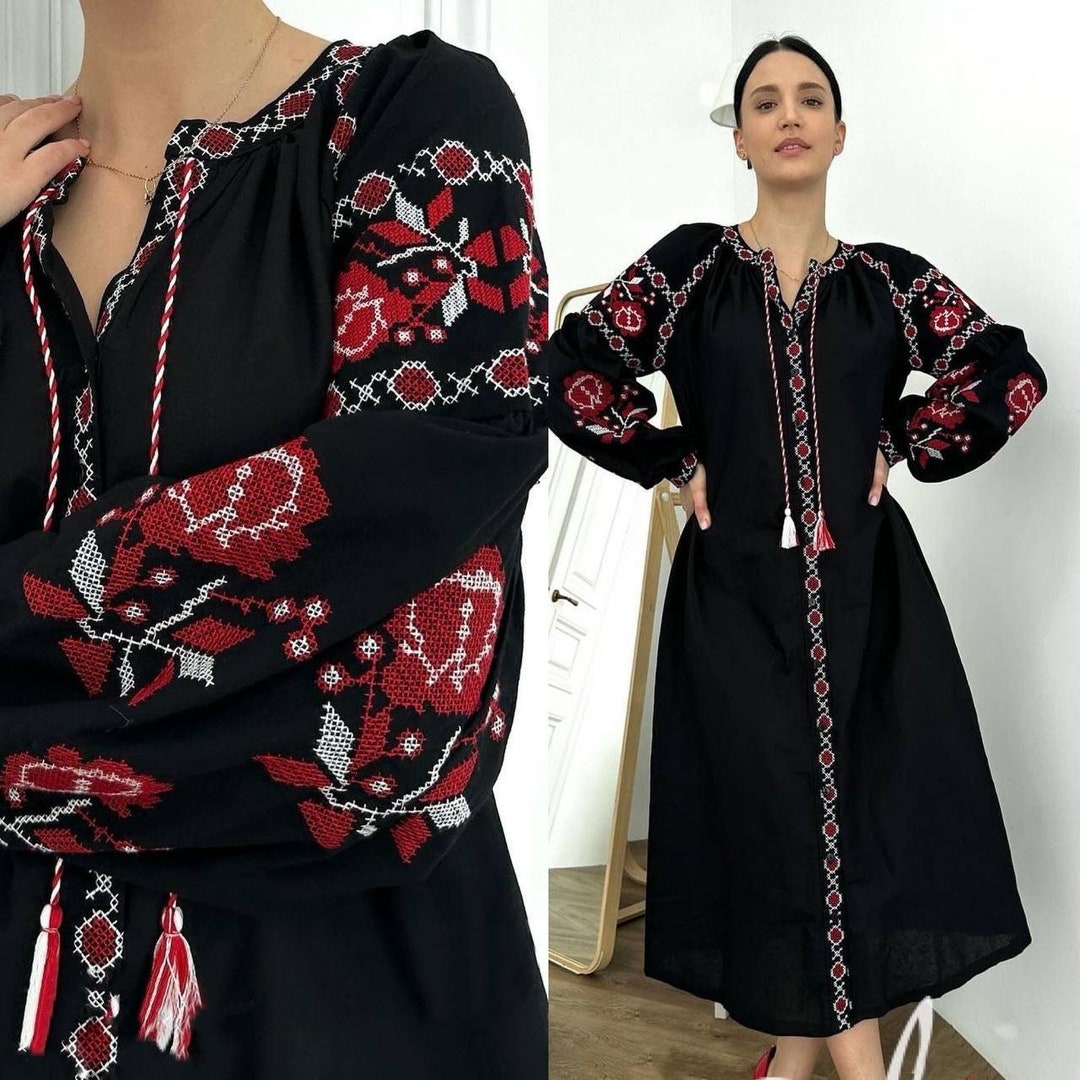 Ukraine Embroidered Dress,embroidery Vishivanka,handmade Ukraine Dress ...