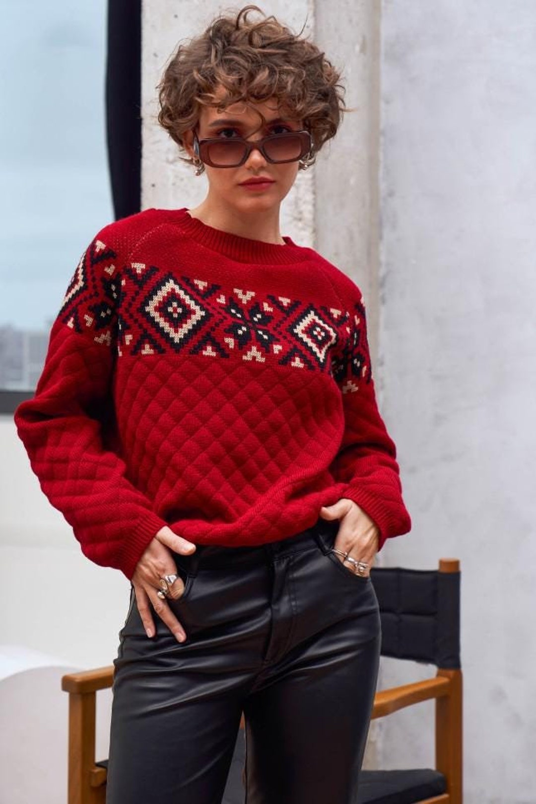 Ukraine Embroidery Knitted Sweater,ukrainian Vysyvanka,embroidered Wool ...