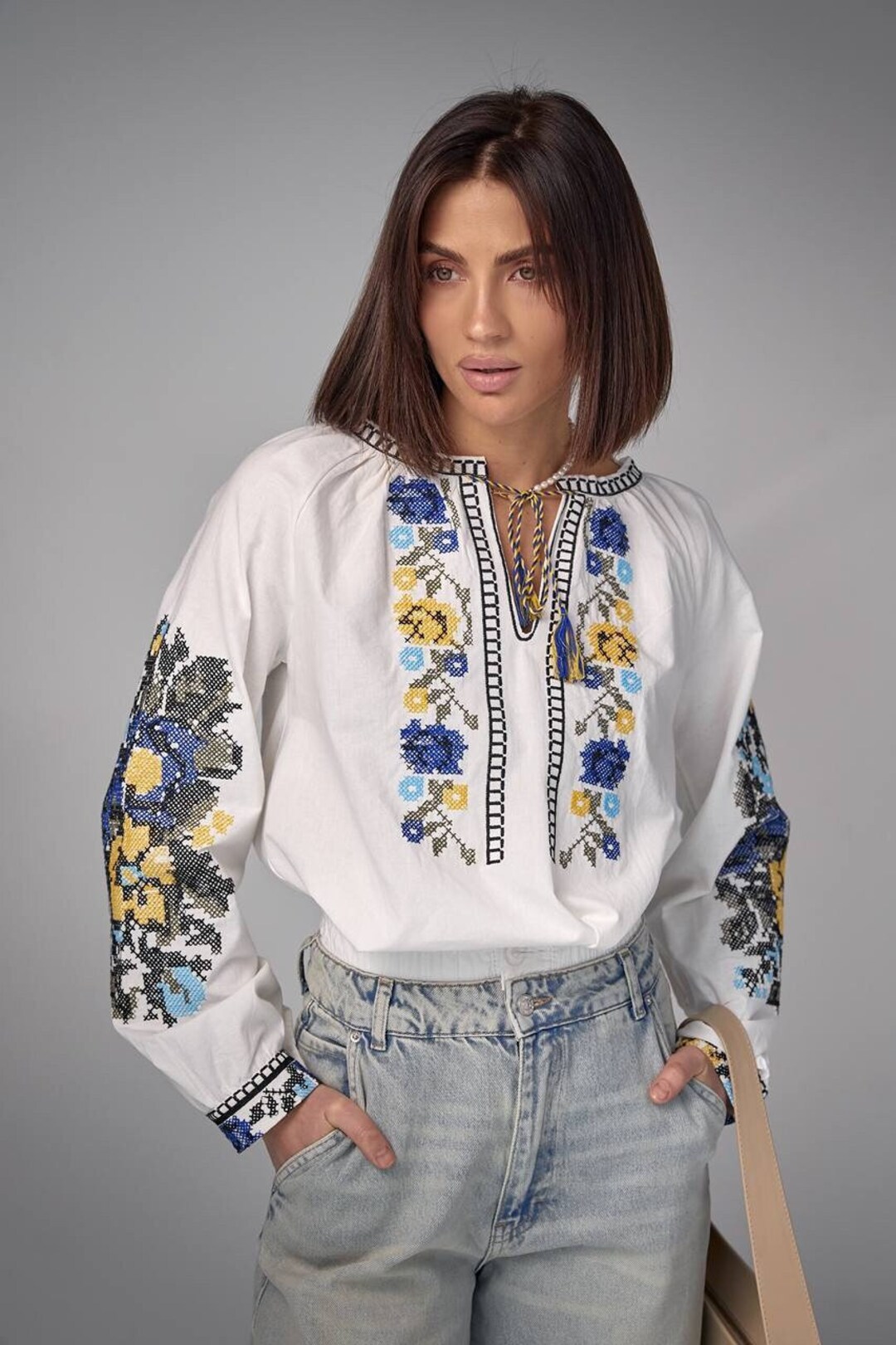 White Ukraine Embroidery Blouse,vishivanka,embroidered Ukraine ...