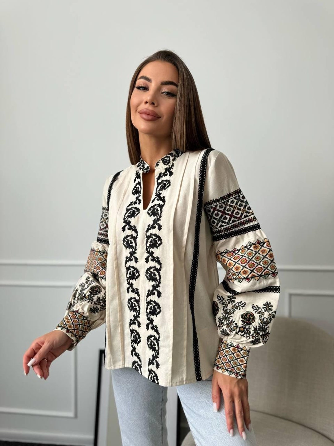 Beige Ukraine Embroidered Blouse,vishivanka,ukraine Women Gift,embroidered Women Dress,made in ...