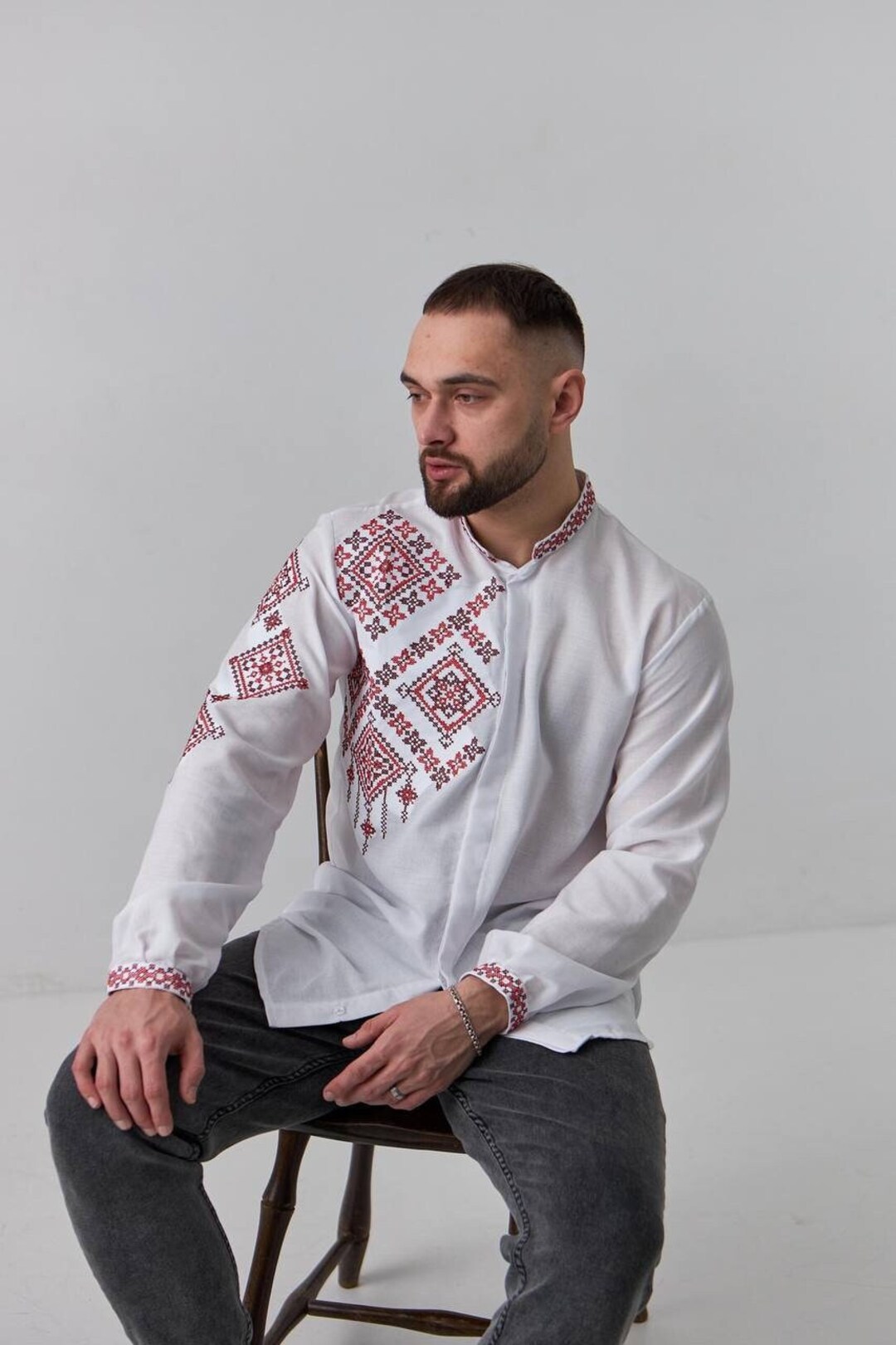 Ukrainian Embroidered Men Vishivanka,mens T-shirt,ukraine Mens Sorochka ...