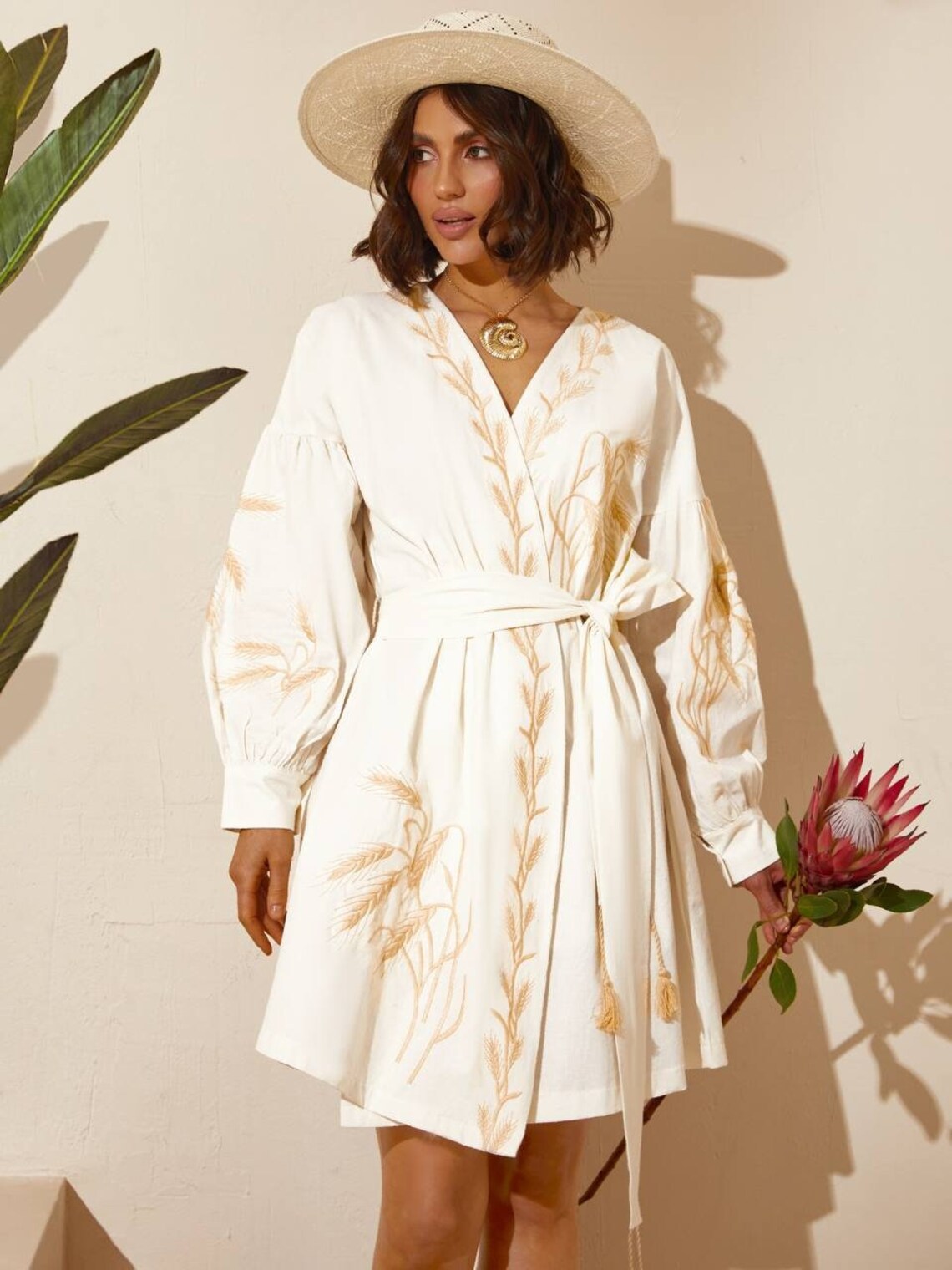 Ukraine White Wheat Dress,embroidery Spikelet Dress,handmade Ukraine ...