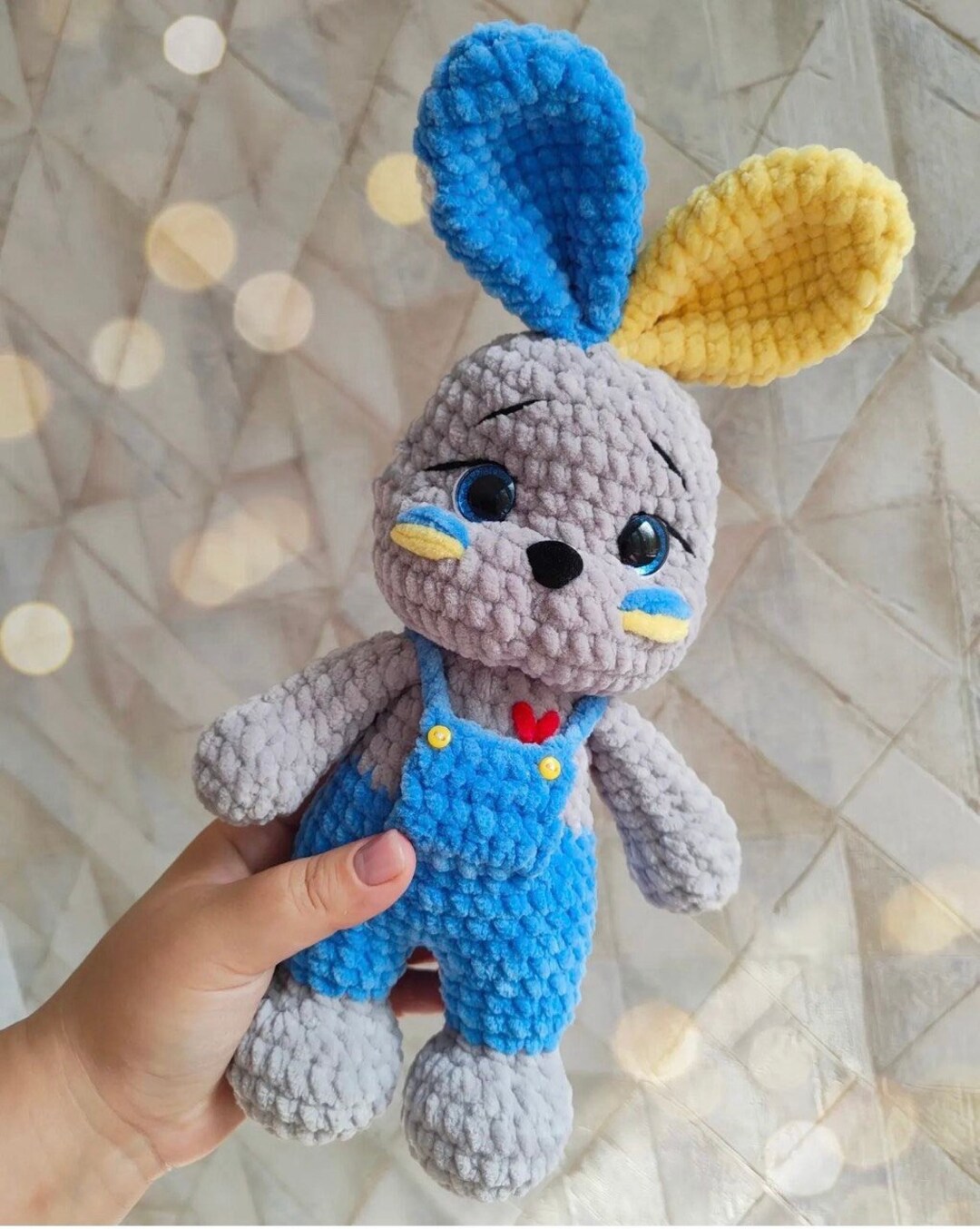 Plush Ukraine Toy in Ukrainian Flag Colors, Crochet Easter Bunny Blue ...