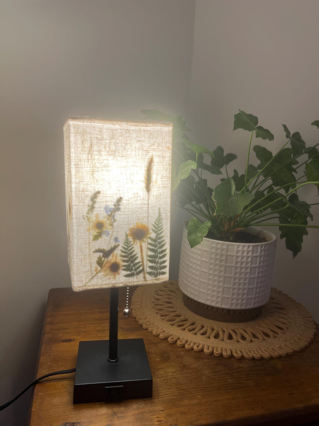 Desk Lamp With Real Pressed Wildflowers, Handmade Botanical Home ...