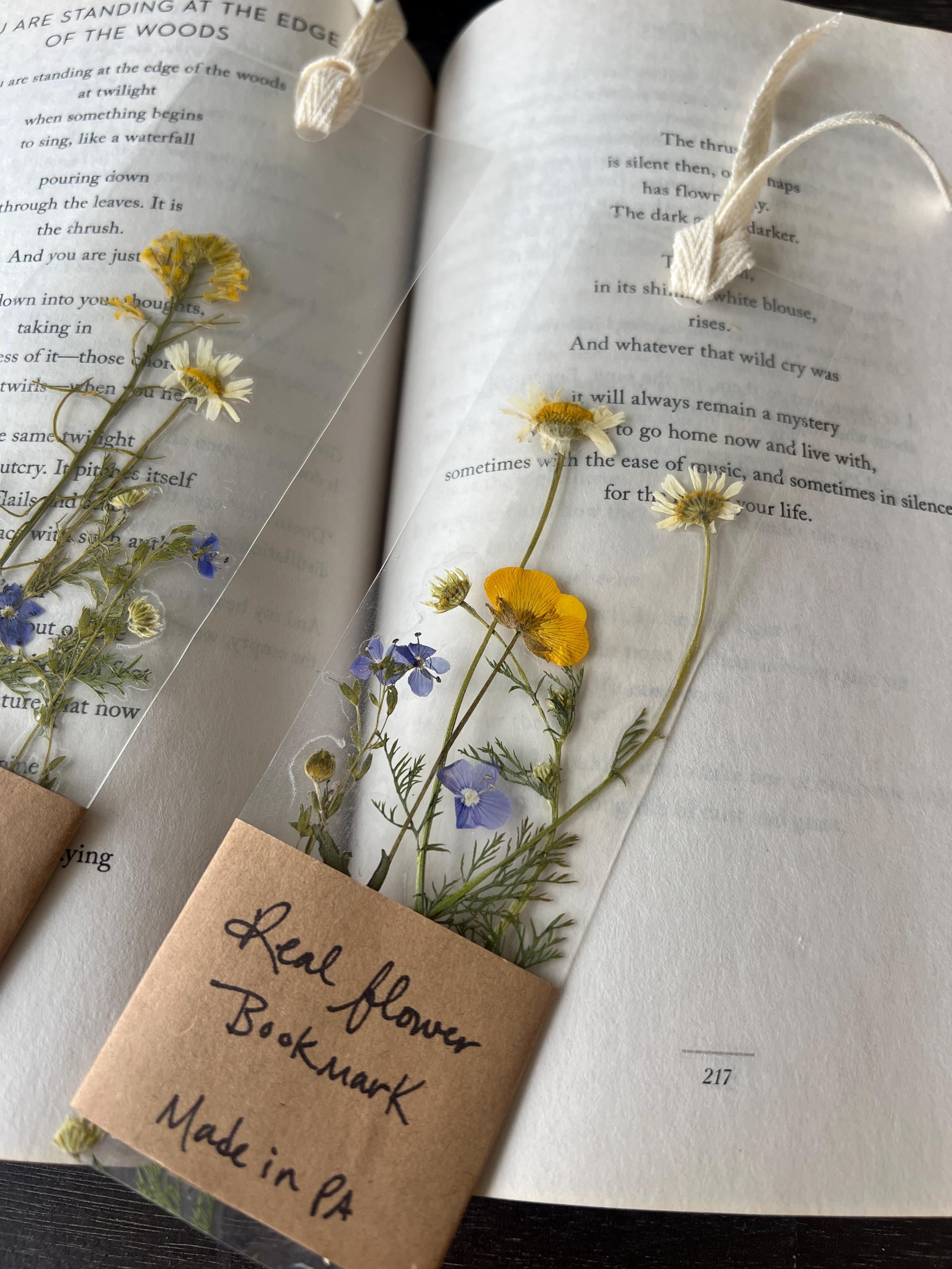 Bookmark With Real Flowers for Back to School, Teacher Gift, Book Club ...