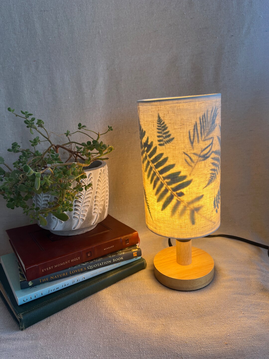Desk Lamp With Real Pressed Ferns, Handmade Botanical Home Decor ...