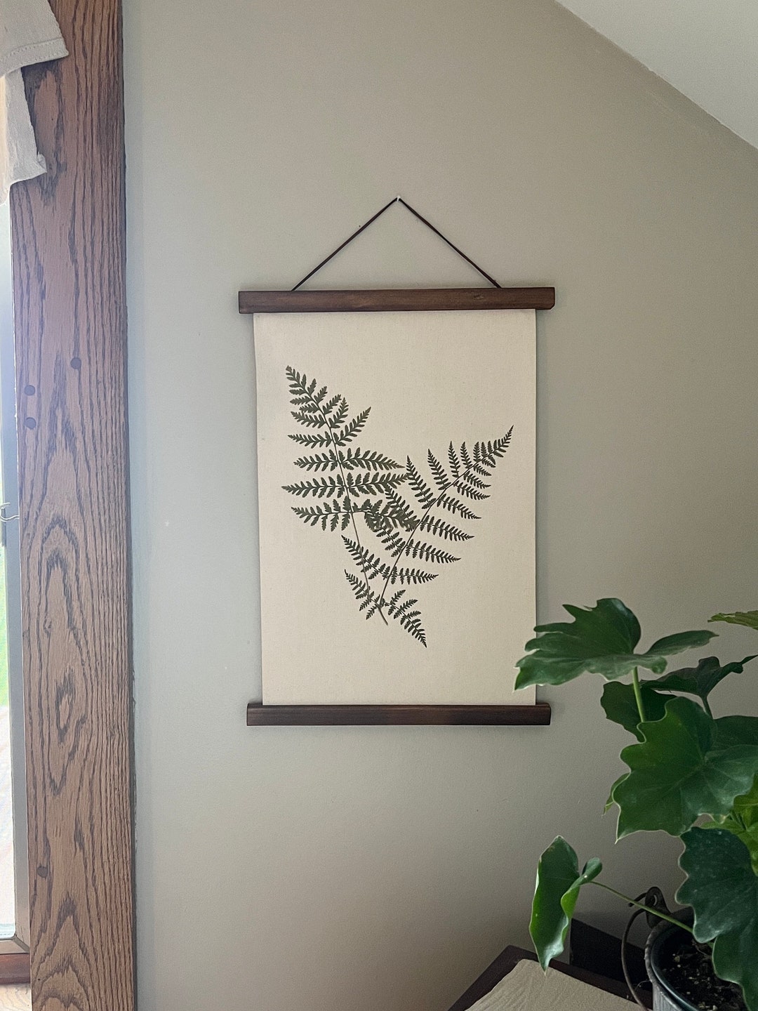 Fern Print/ Hanging Canvas With Ferns / Living Room Wall Hanging ...