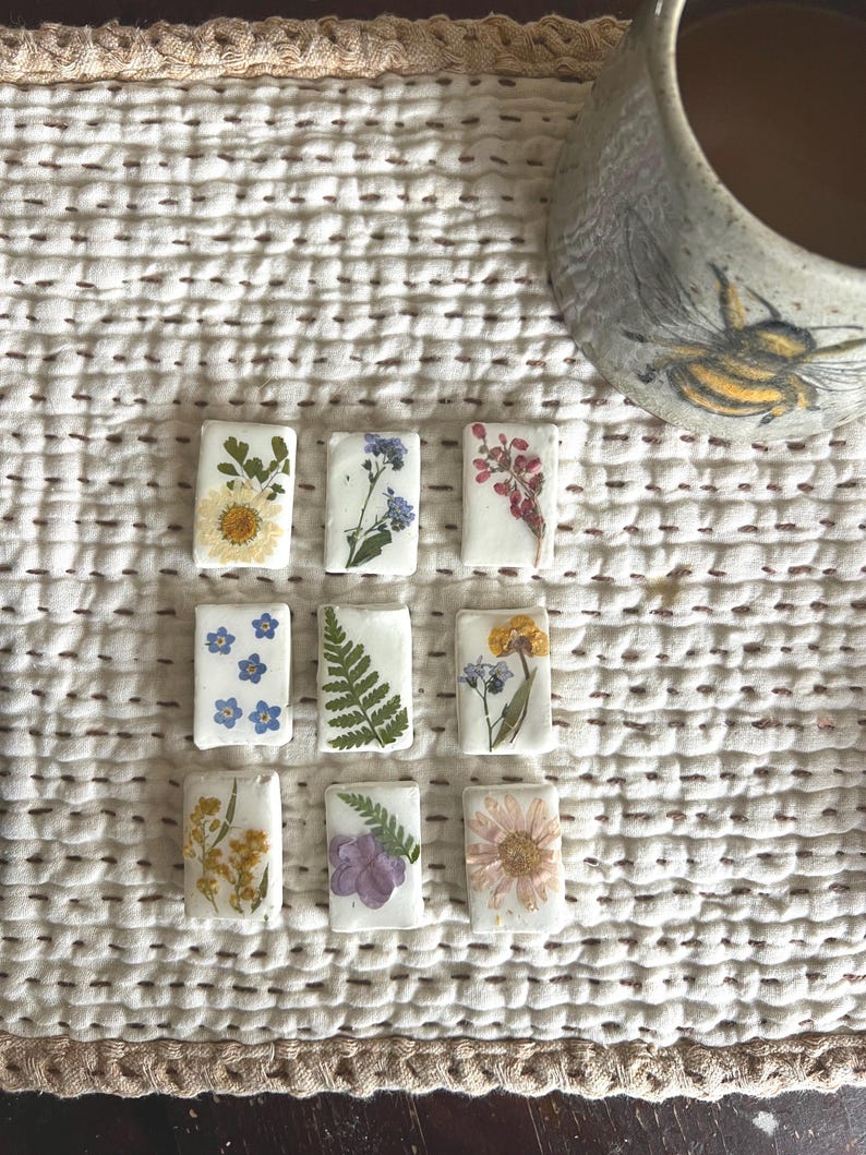 Flower Magnet Set, Nature Lover, Real Flowers, Handmade Gift Set ...
