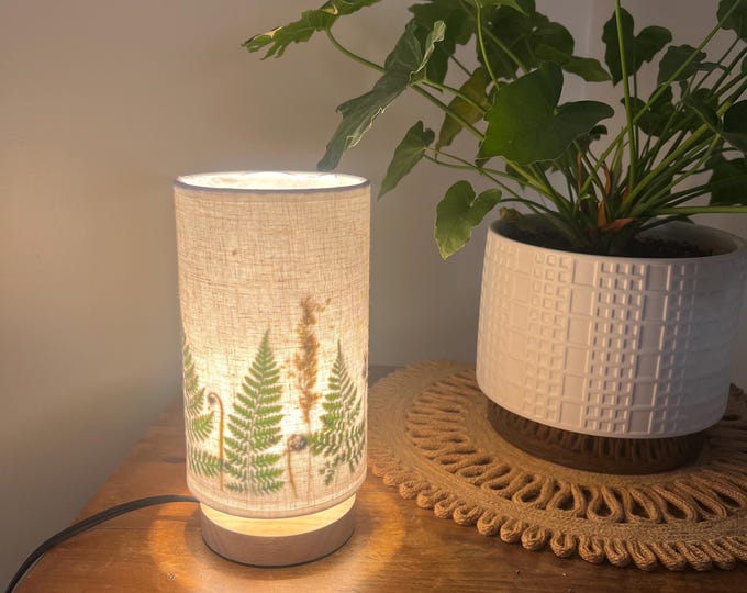 Desk Lamp With Real Pressed Ferns, Handmade Botanical Home Decor ...