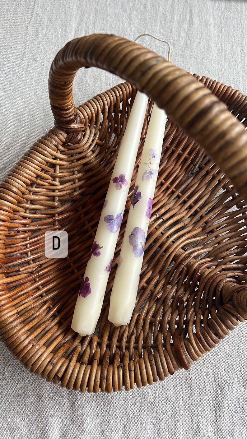 Botanical Taper Candles Pressed Flower Boho Candles Set of - Etsy