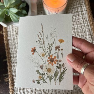 Greeting Card With Printed Pressed Flowers, Handcrafted Floral Design ...