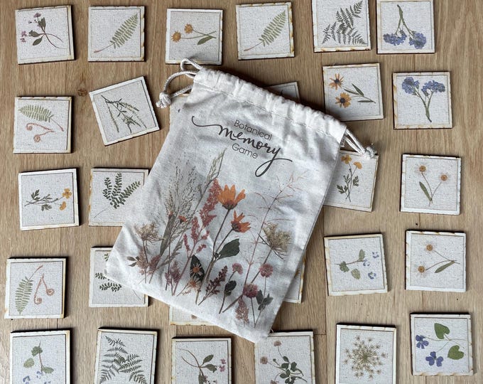 Wildflower Memory Game for Kids, Handmade Toy From Real Pressed Flowers ...