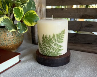 Candle With Ferns - Etsy