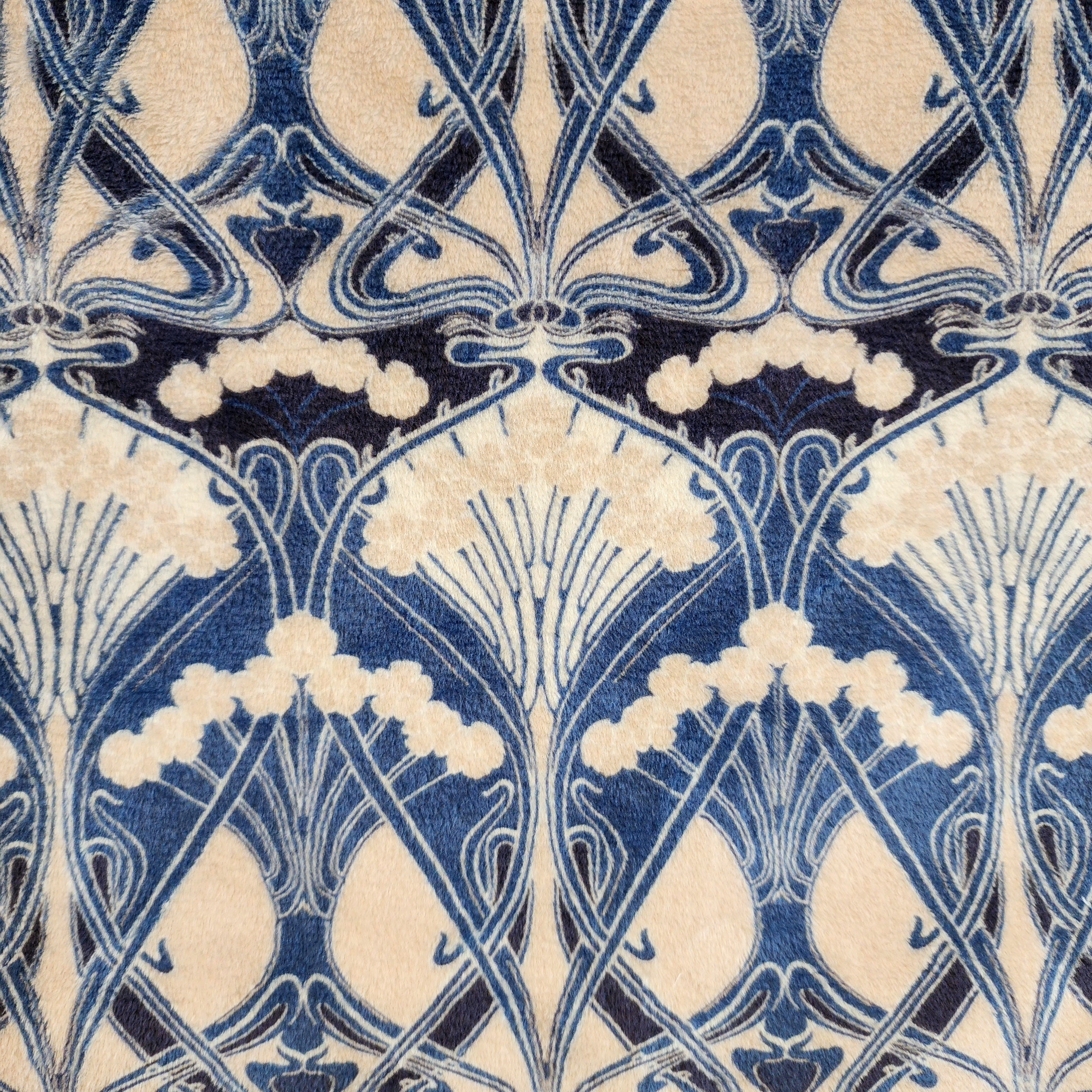 Blue Floral Sherpa Fleece Blanket: Art Nouveau Throw, René Beauclair ...