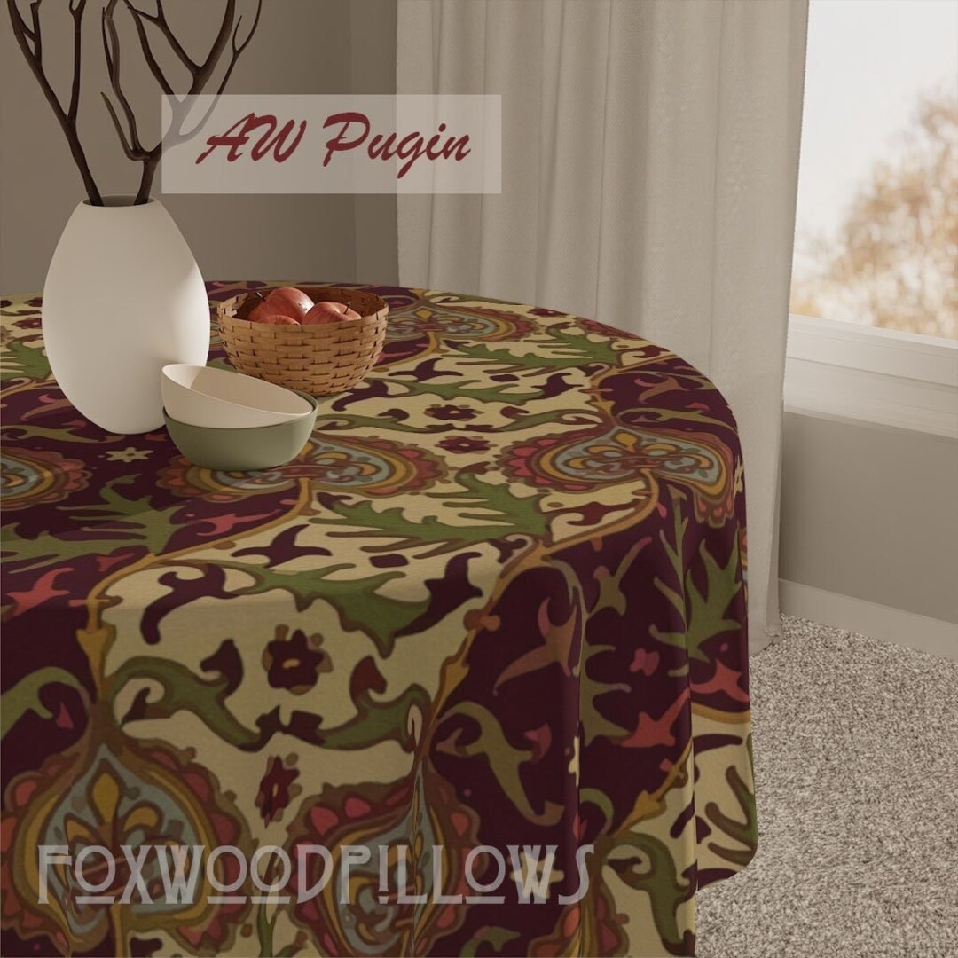 Maroon Table Cover, Floral Dinning Table Cloth, Cotton Table Linen ...