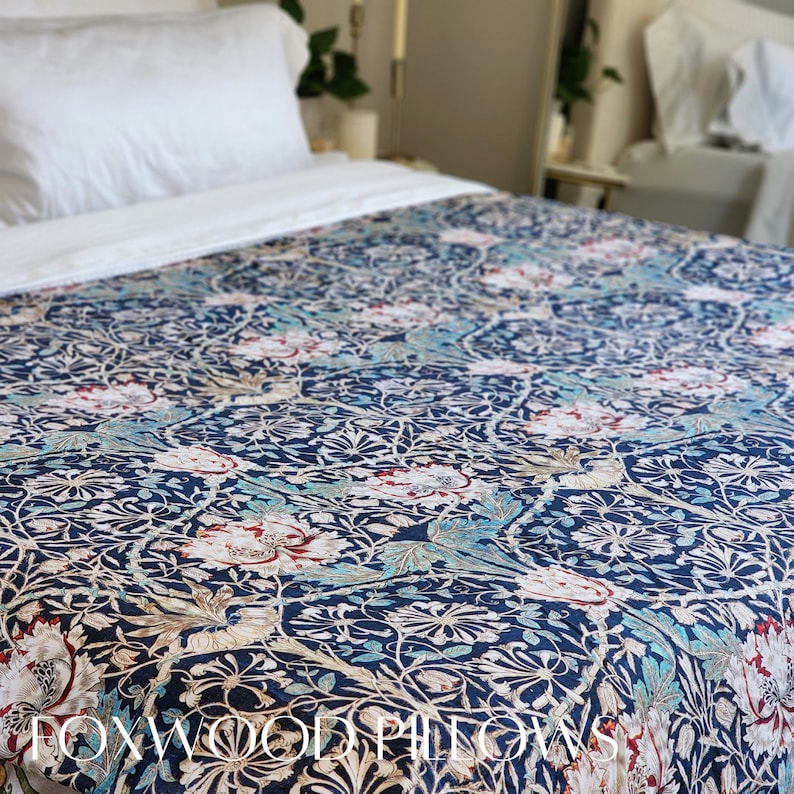 Blue Floral Duvet Cover William Morris Bedding Blue - Etsy