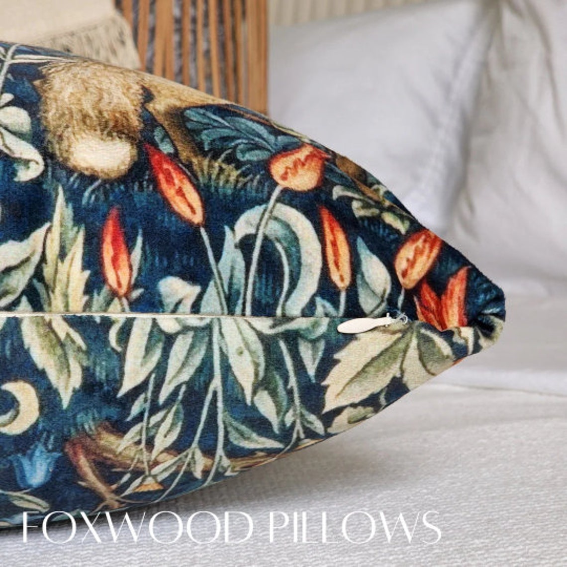 Fox Pillow Nature Pillow William Morris Pillow Forest Art - Etsy