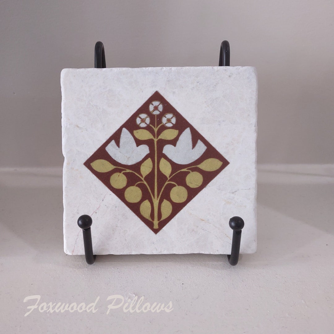 Dove Trivet, Stone Coaster, Cork Backing, Doves of Peace, Marble ...