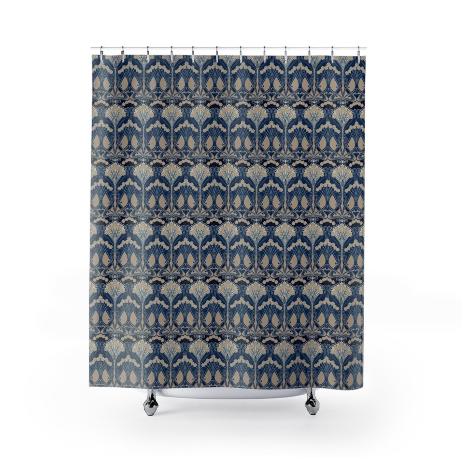 Blue Art Nouveau Towel Set: Floral Rene Beauclair Design - Etsy