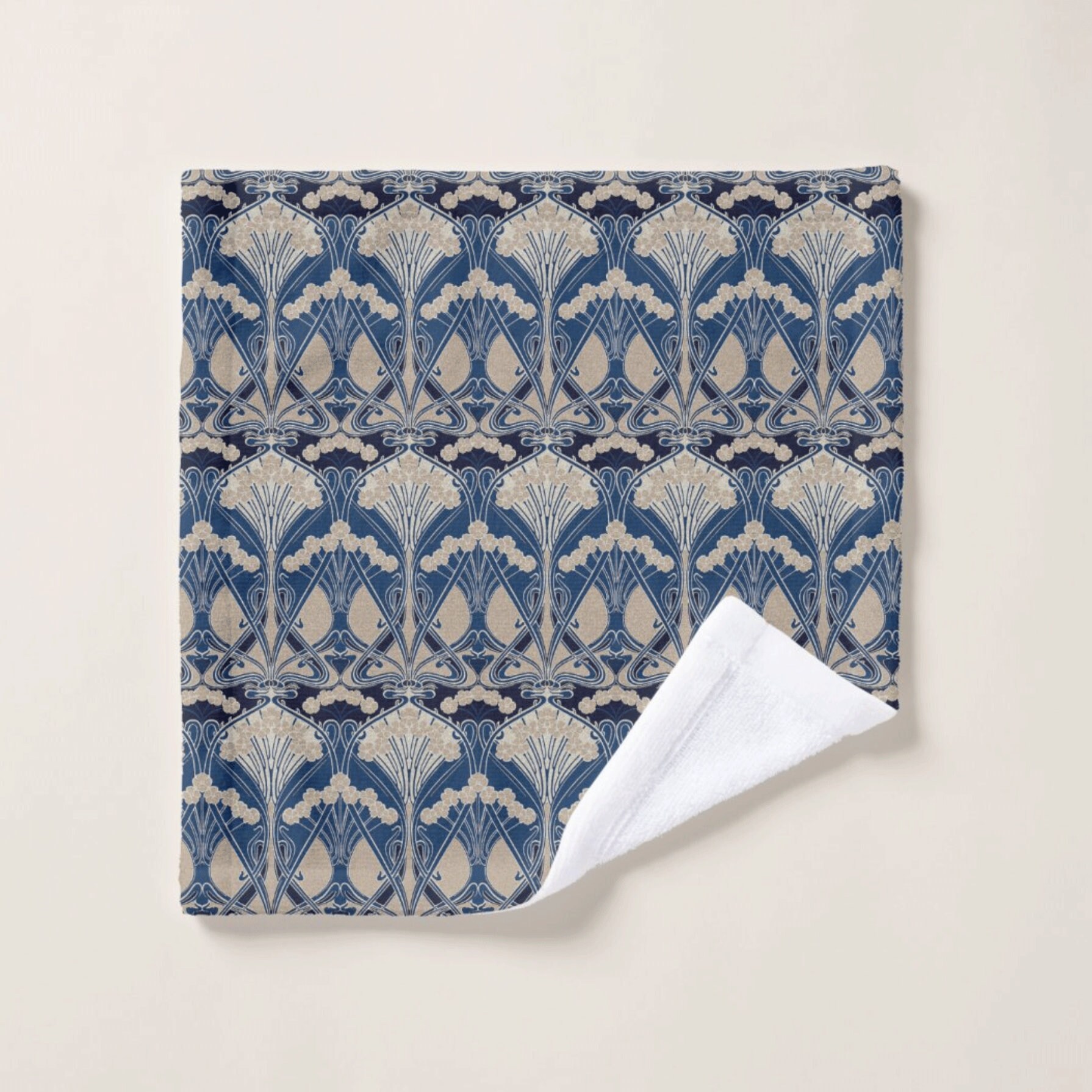 Blue Art Nouveau Towel Set: Floral Rene Beauclair Design - Etsy