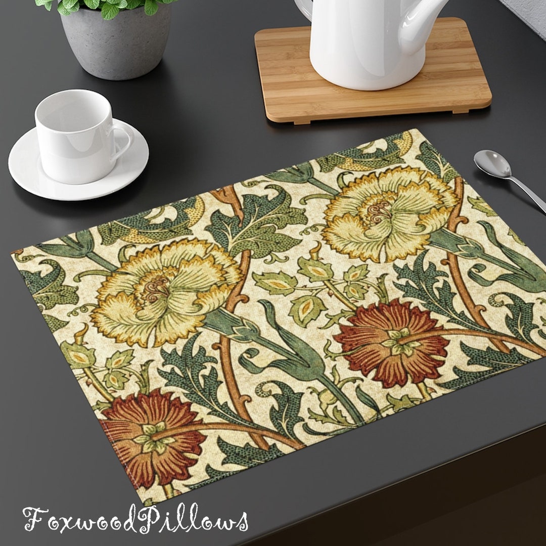 William Morris Table Setting, Table Linens, Matching Placemat Set, Pink ...