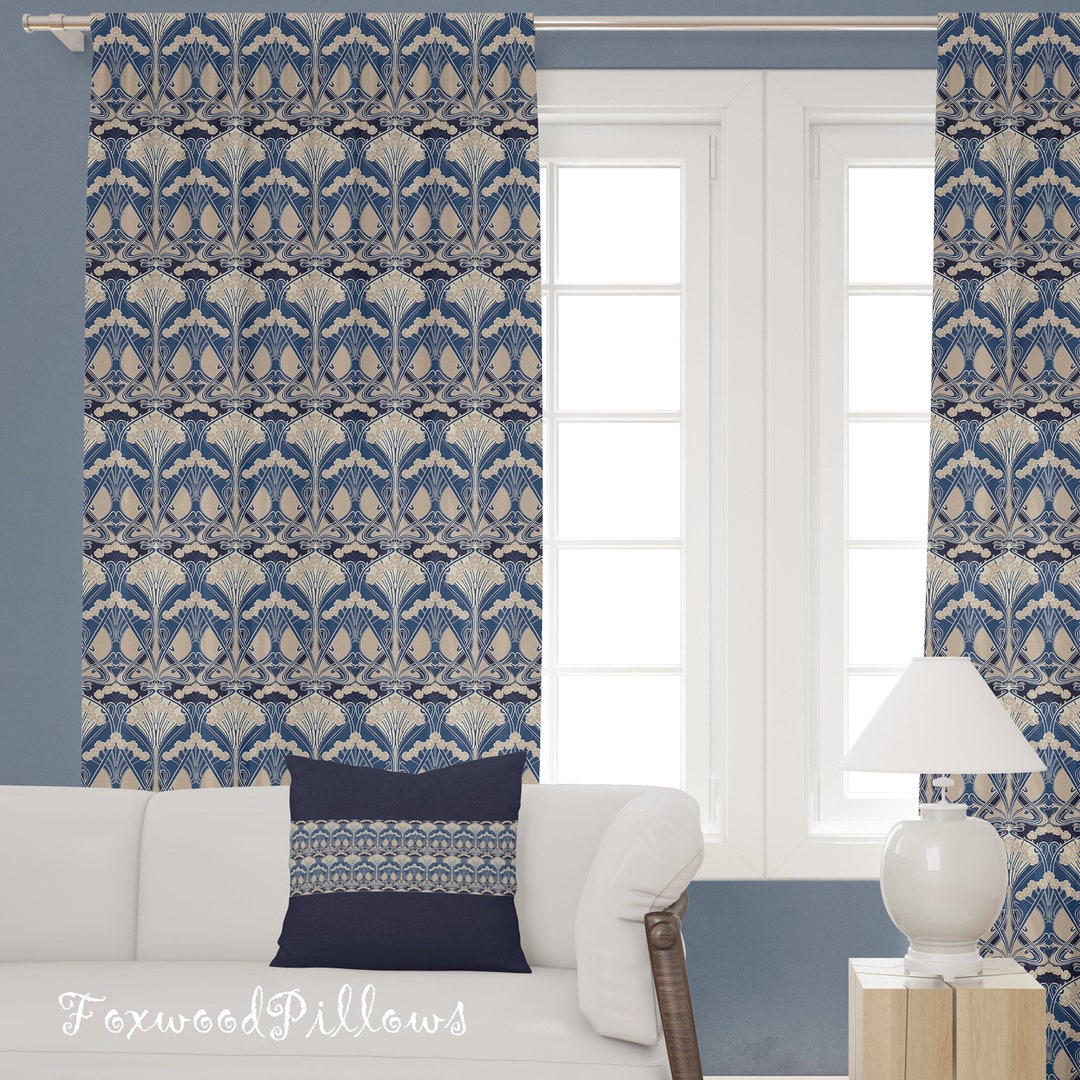 Custom Valance, Art Nouveau Valances, Blue Valance, Blue Curtains ...
