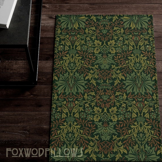 Green Rug Floral Rug Entry Kitchen Living Room Morris | Etsy