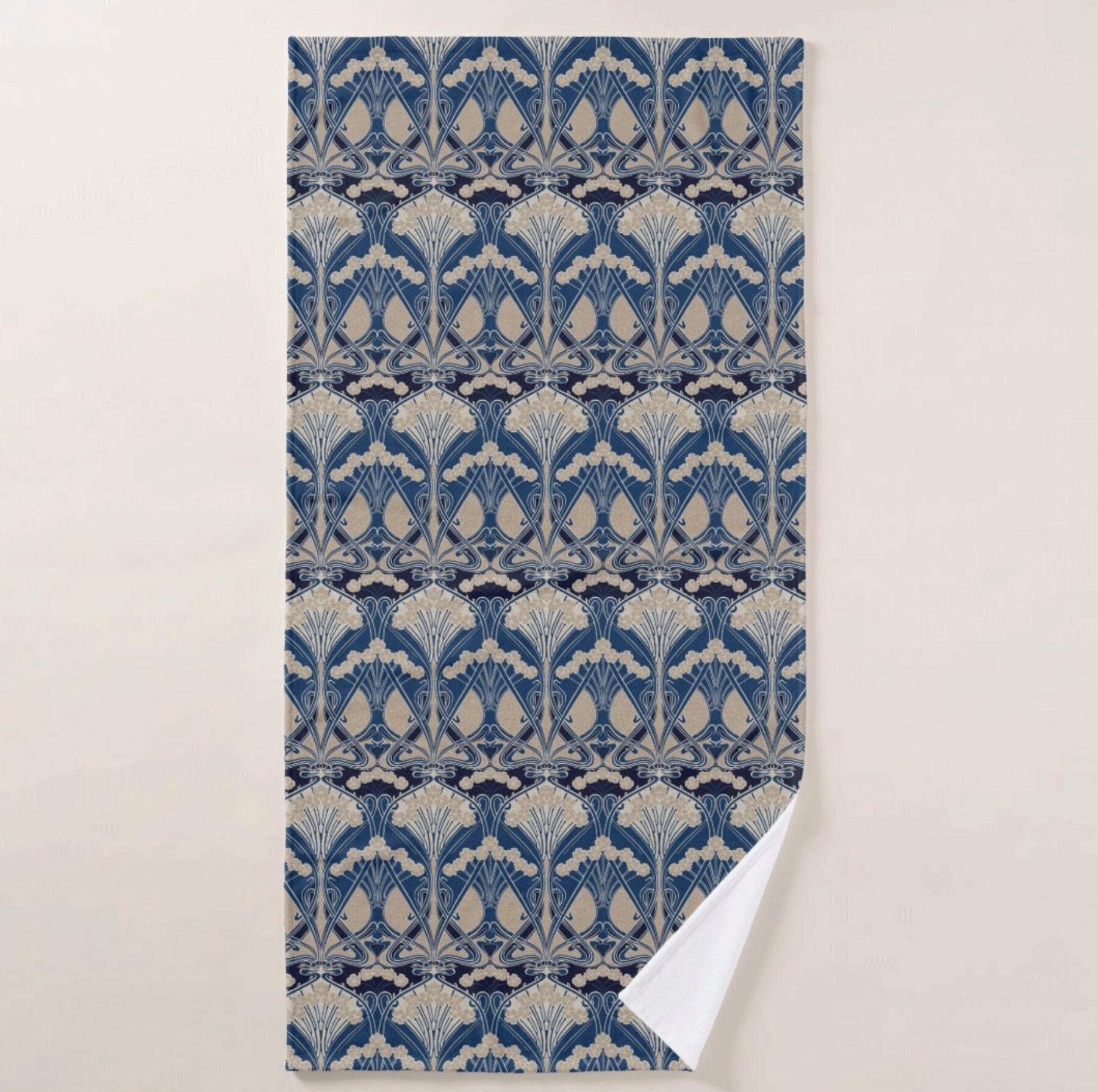 Blue Art Nouveau Towel Set: Floral Rene Beauclair Design - Etsy