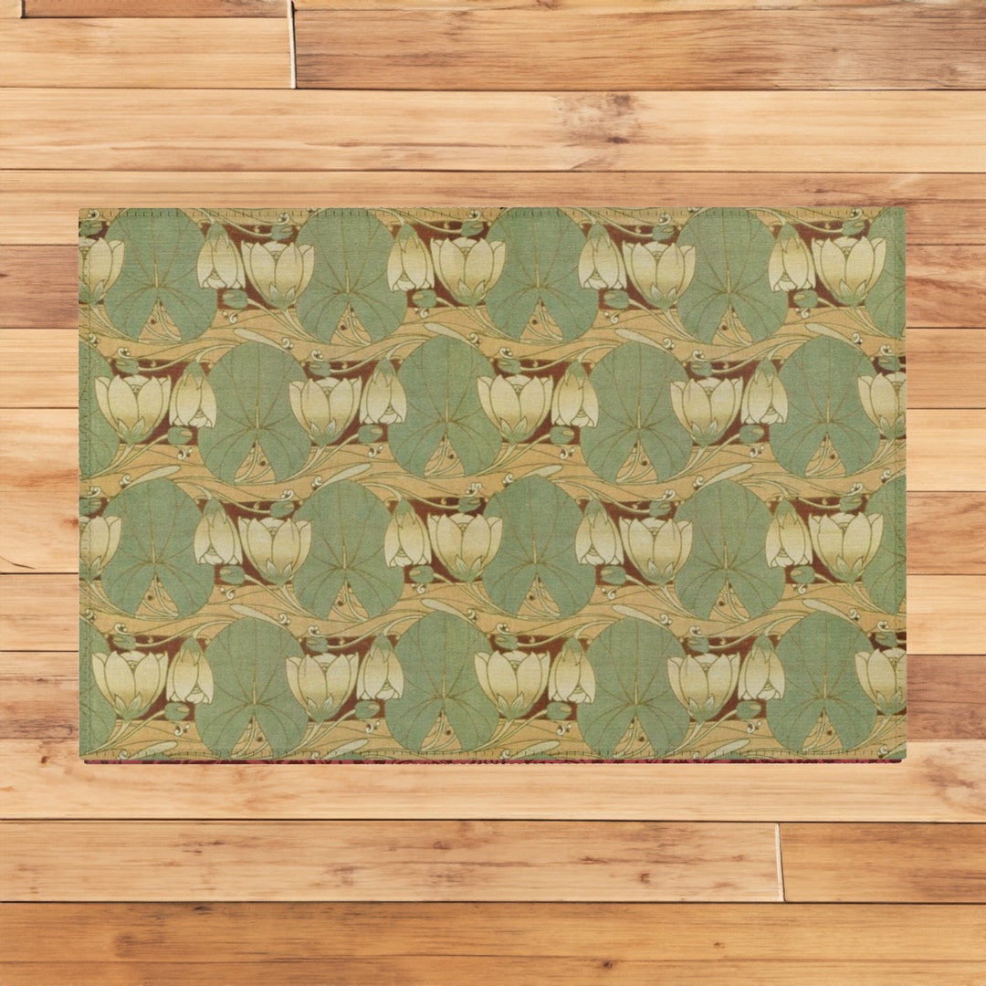 Water Lily Rug, Entry Door Rug, Water Lilies, Craftsman Rug, Arts ...