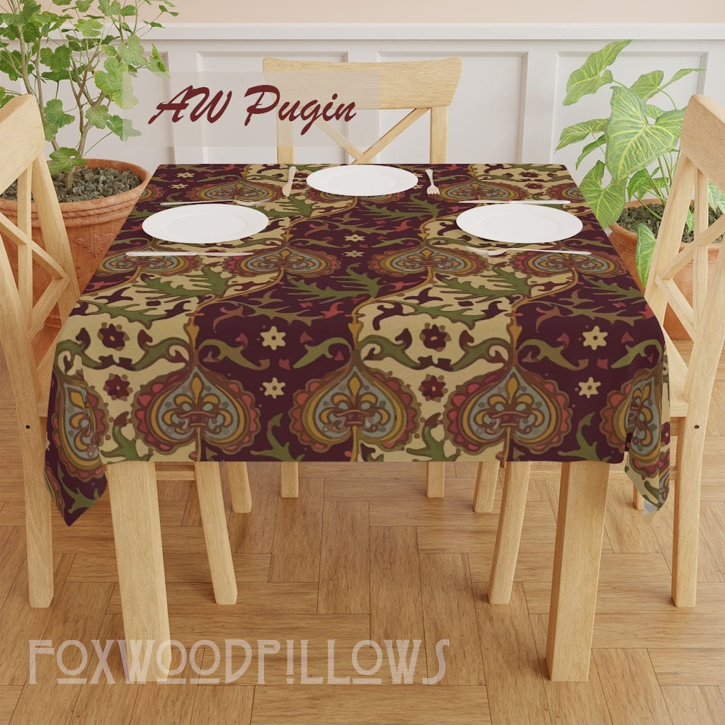 Maroon Table Cover Floral Dinning Table Cloth Cotton Table - Etsy