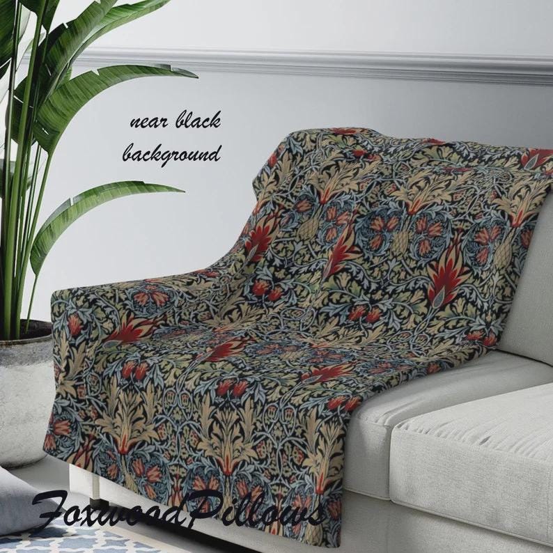 William Morris Snakeshead Fleece Throw Blanket: Arts & Crafts Movement ...