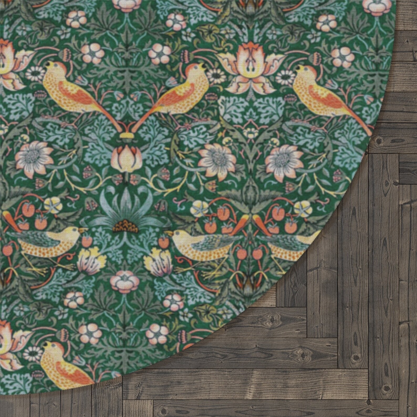 Green Strawberry Thief Rug Round Rug William Morris Arts - Etsy