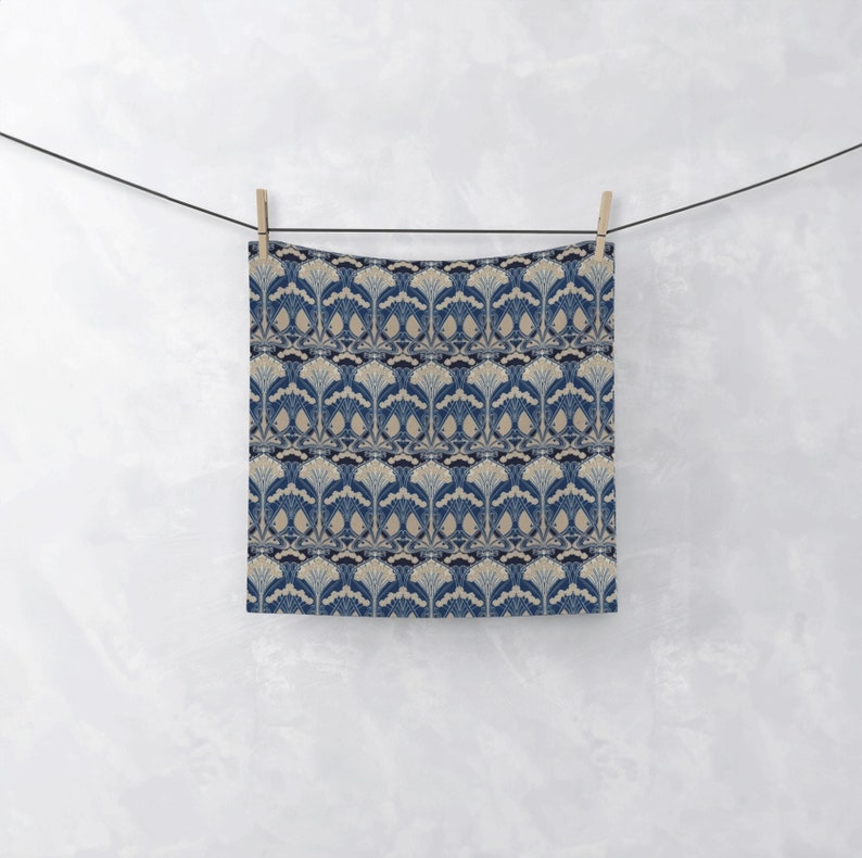 Blue Art Nouveau Towel Set: Floral Rene Beauclair Design - Etsy