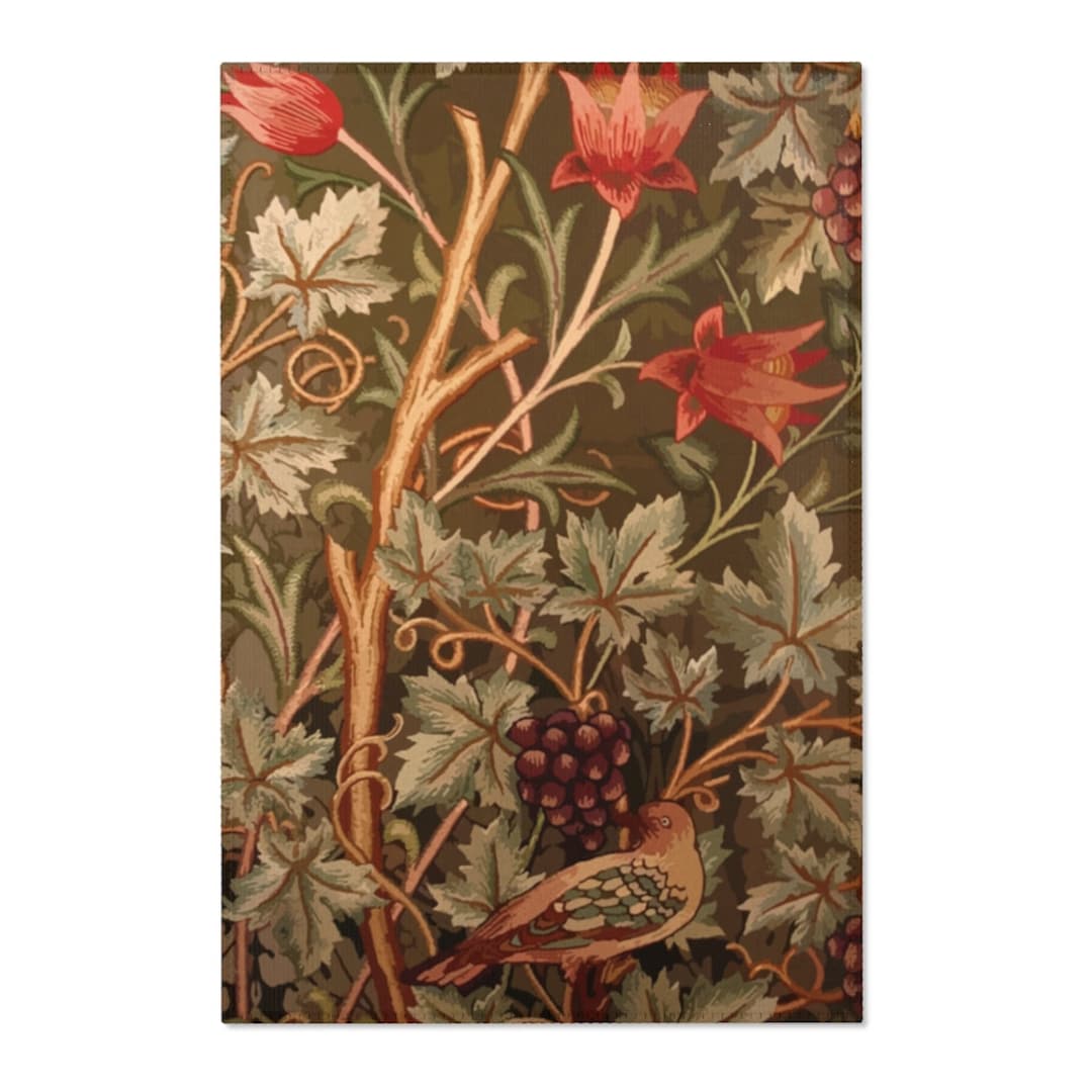 Autumn Color Rug, Fall Color Rug, Vine Area Rug, Bird Area Rug, Floral ...