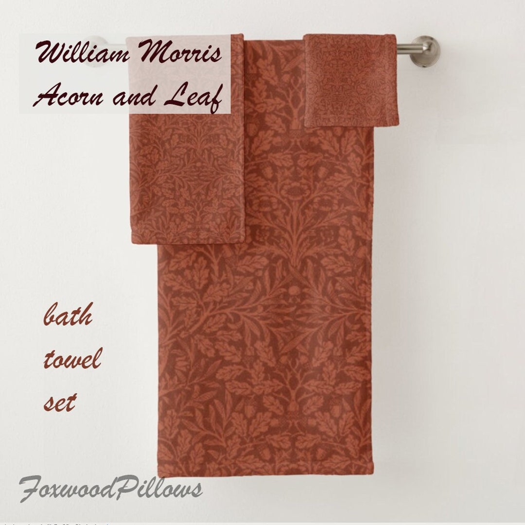 William Morris Rust Towel Set: Acorn Leaf Floral Bath Decor - Etsy